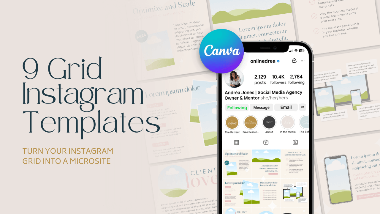 Instagram 9 Grid Templates - Savvy Social School - OnlineDrea